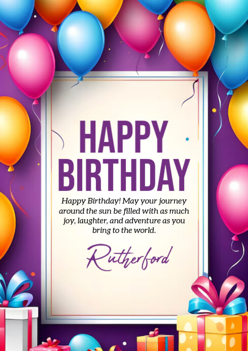 Plantilla de White Joyful Happy Birthday A4 | PosterMyWall