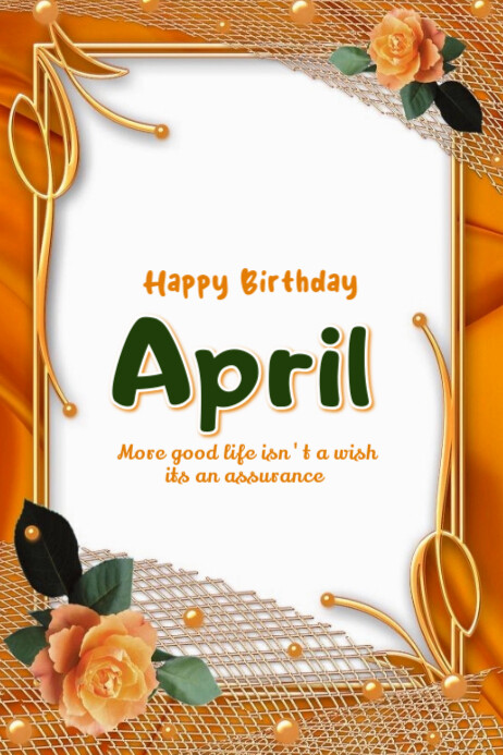 White Joyful Happy Birthday April Banner 4' × 6' Template | PosterMyWall