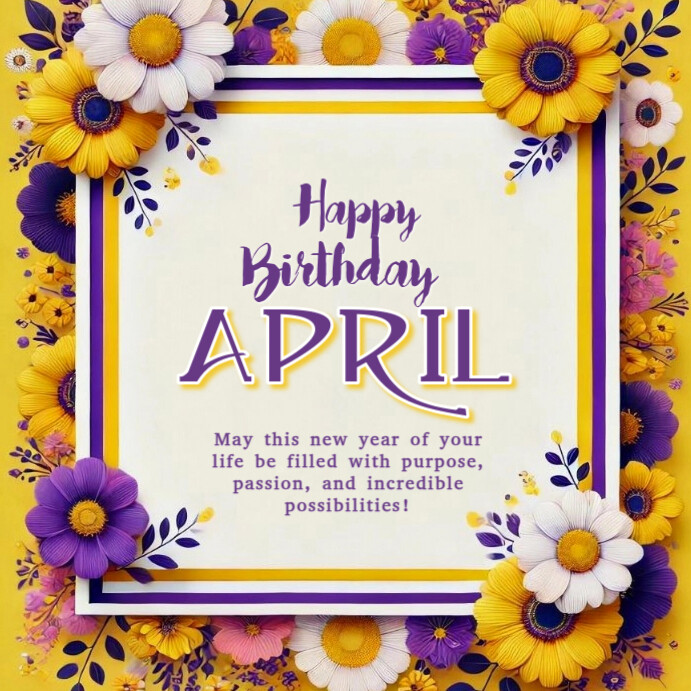 White Joyful Happy Birthday April Instagram Post Template | PosterMyWall
