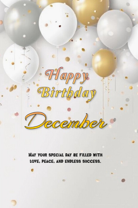 Plantilla de White Joyful Happy Birthday December Poster | PosterMyWall