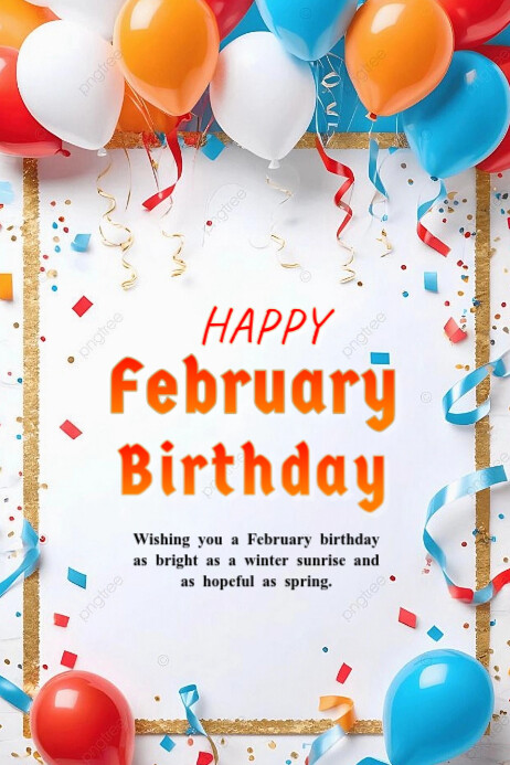 Copy of White Joyful Happy Birthday February Poster | PosterMyWall