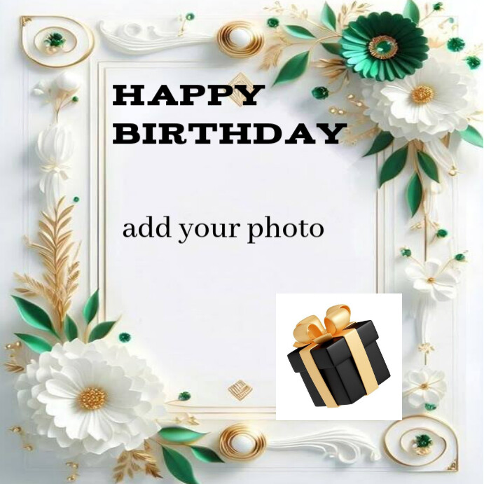 White Joyful Happy Birthday Frame Instagram Post Template | PosterMyWall