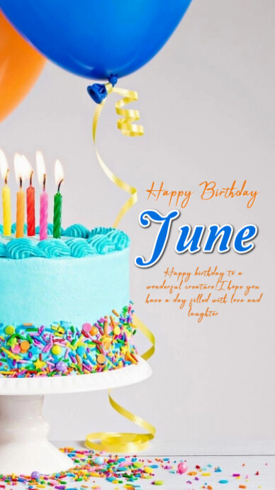 White Joyful Happy Birthday June Whatsapp Status Template | PosterMyWall