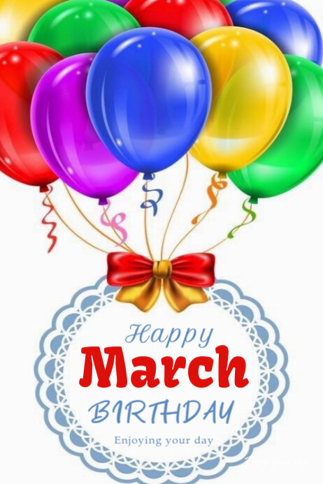 Copy of White Joyful Happy Birthday March Poster | PosterMyWall