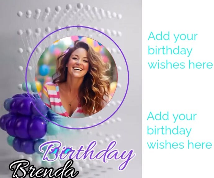 White Joyful Happy Birthday Medium Rectangle Template | PosterMyWall