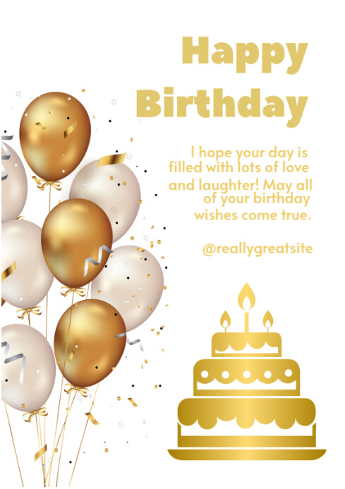 White Joyful Happy Birthday Post A4 Template | PosterMyWall