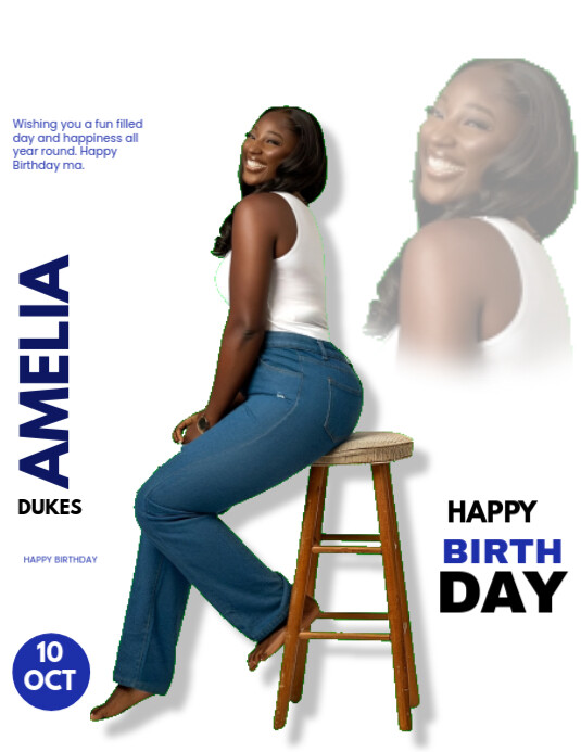 White Joyful Happy Birthday Templates Flyer (us Letter) | PosterMyWall