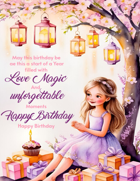 White Joyful Happy Birthday To You Flyer birthday card poster Template ...