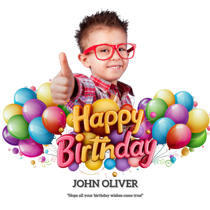 Modèle White Joyful Happy Birthday Wish Card Instagram Post | PosterMyWall