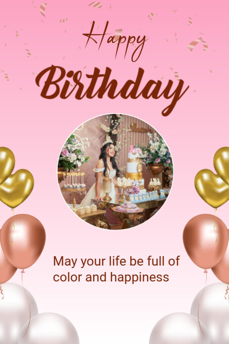 White Joyful Happy Birthday Wishes Poster Template | PosterMyWall