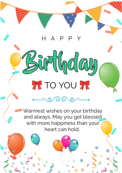 Plantilla de White Joyful Happy Birthday Wishing Posters | PosterMyWall