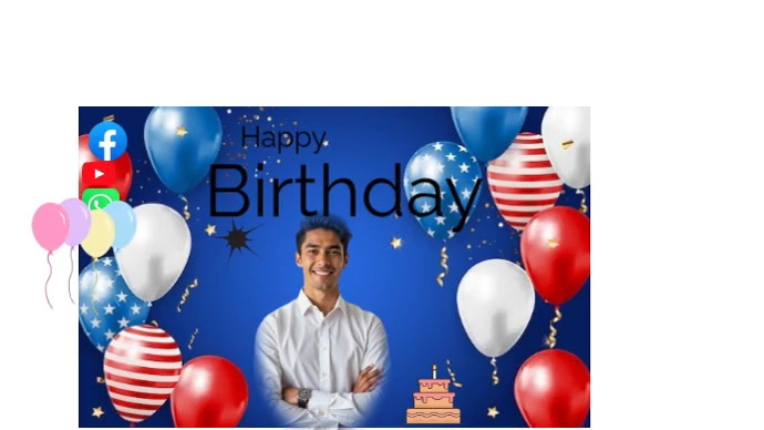 White Joyful Happy Birthday Youtube Thumbnail Template | PosterMyWall