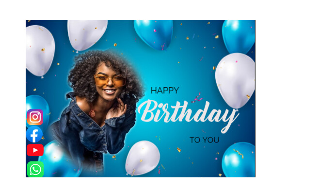 White Joyful Happy Birthday Youtube Thumbnail Template | PosterMyWall