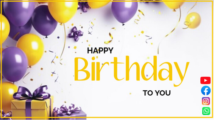 Plantilla de White Joyful Happy Birthday Youtube Thumbnail | PosterMyWall