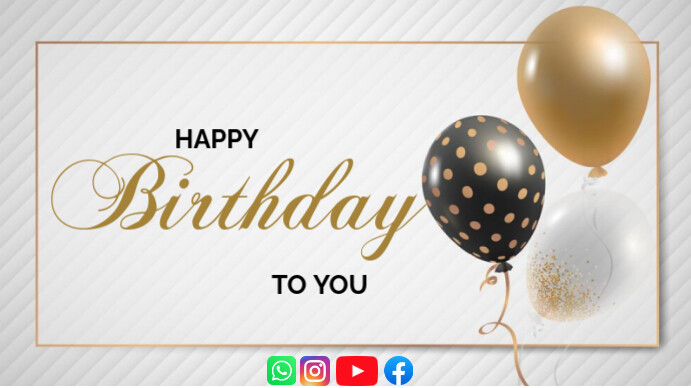 White Joyful Happy Birthday Youtube Thumbnail Template | PosterMyWall