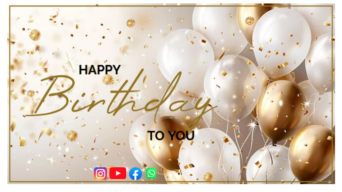 White Joyful Happy Birthday Youtube Thumbnail Template | PosterMyWall