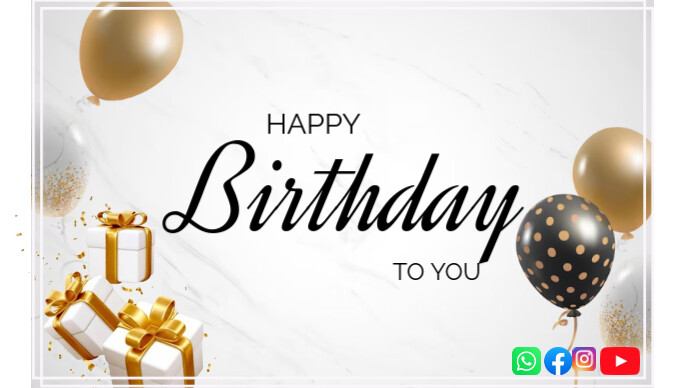 White Joyful Happy Birthday Youtube Thumbnail Template | PosterMyWall