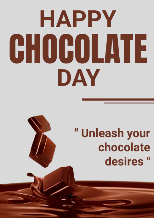 White Joyful Happy Chocolate Day A4 Template | PosterMyWall