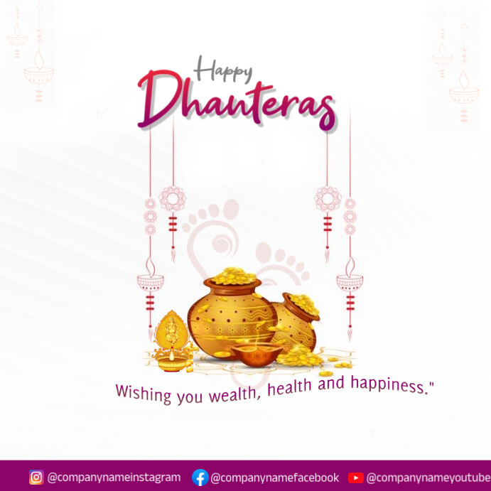 White Joyful Happy Dhanteras Instagram Post Template | PosterMyWall