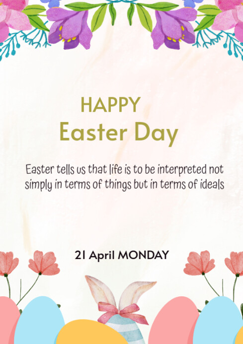 Copy of White Joyful Happy Easter Day A4 | PosterMyWall