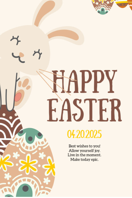 White Joyful Happy Easter Poster Template | PosterMyWall