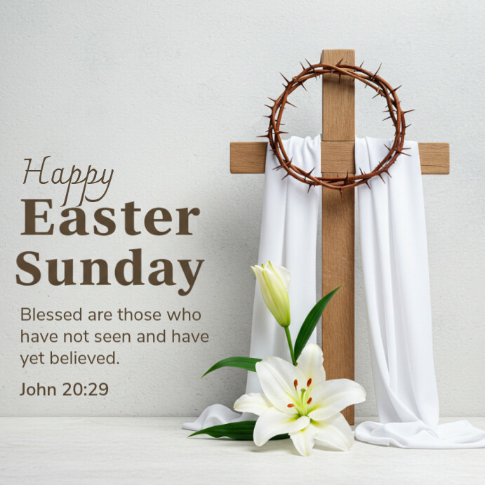 White Joyful Happy Easter Sunday Social Media Post Template | PosterMyWall