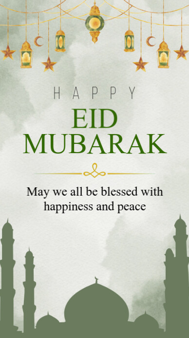 Copy of White Joyful Happy Eid Mubarak Celebration Wishing Flyers ...