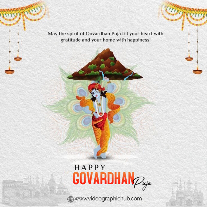 Copy of White Joyful Happy Govardhan Puja Instagram Post | PosterMyWall