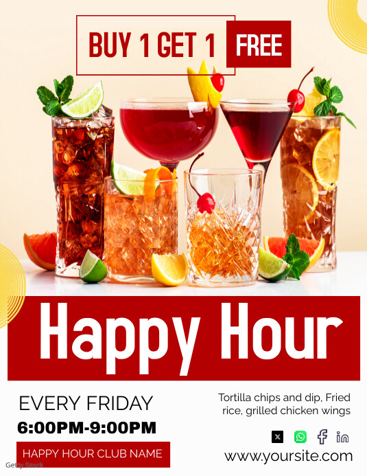 Copy of White Joyful Happy Hour Flyer (us Letter) | PosterMyWall