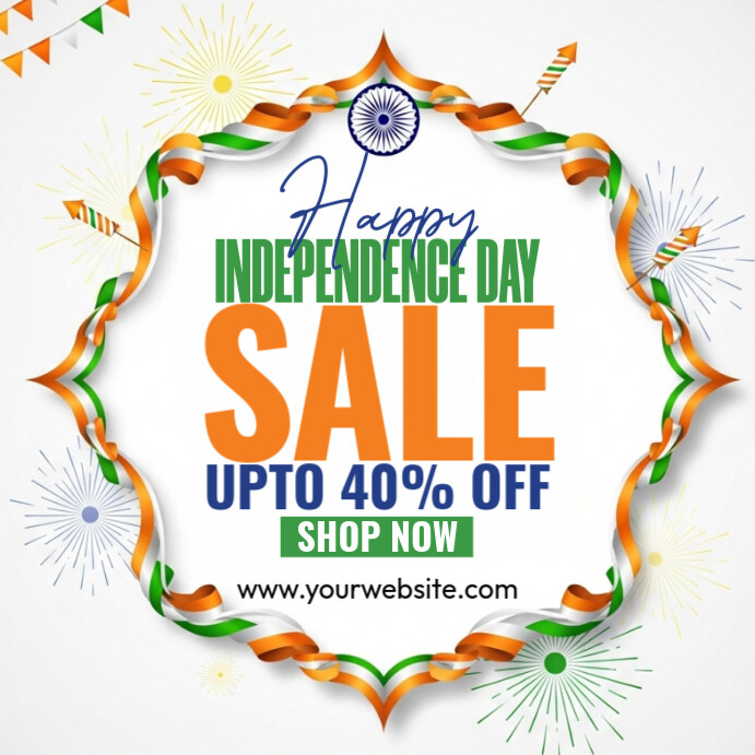 White Joyful Happy Independence Day Sale Instagram Post Template ...