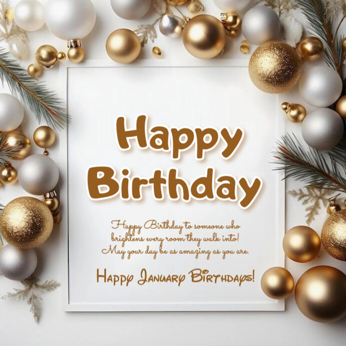 White Joyful Happy January Birthdays Instagram Post Templat | PosterMyWall