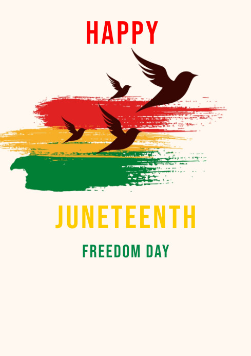 White Joyful Happy Juneteenth A4 เทมเพลต | PosterMyWall