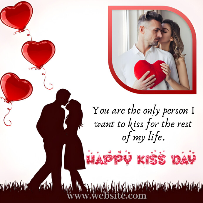 White Joyful Happy Kiss Day Instagram Post Templat | PosterMyWall