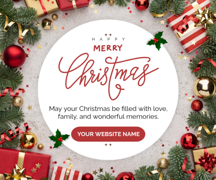 White Joyful Happy Merry Christmas Posters Medium Rectangle Template ...