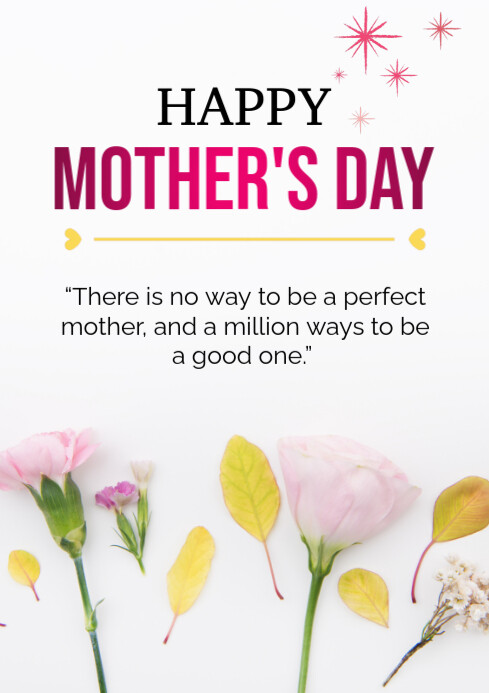 White Joyful Happy Mother's Day Celebration Wishes A4 Template ...