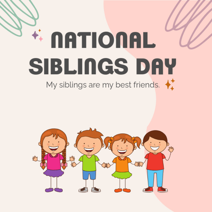 Plantilla de White Joyful Happy National Siblings Day Illustration ...