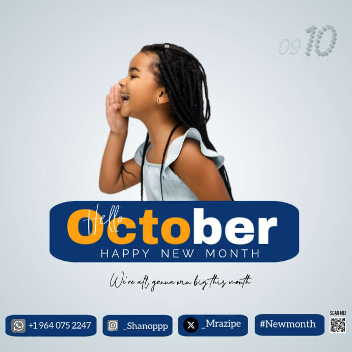 White Joyful Happy New Month October Instagram Post Template | PosterMyWall