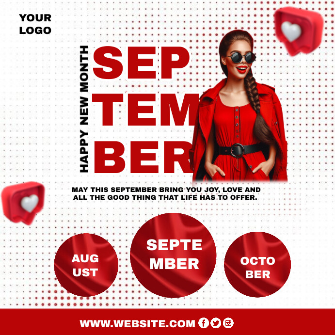 Copy of White Joyful Happy New Month Of September Des | PosterMyWall
