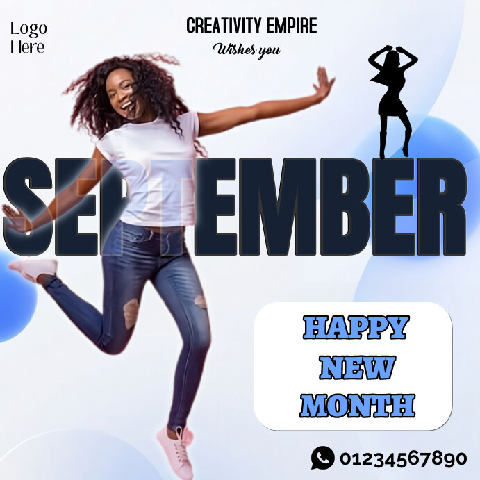 Copy of White Joyful Happy new month of September des | PosterMyWall
