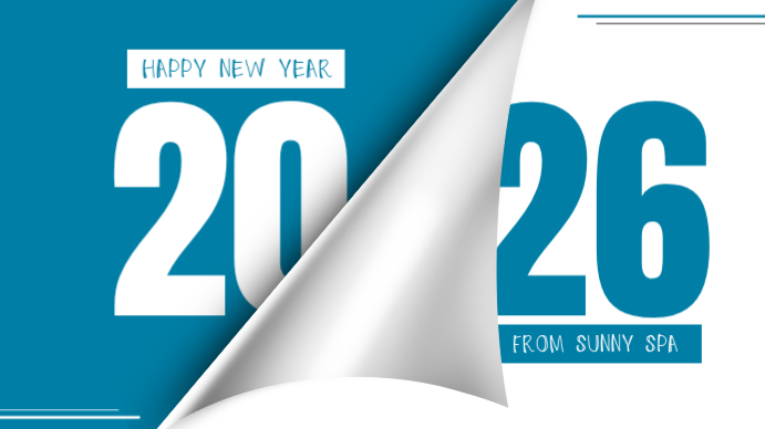 White Joyful Happy New Year 2026 Digital Display (16:9) Template ...