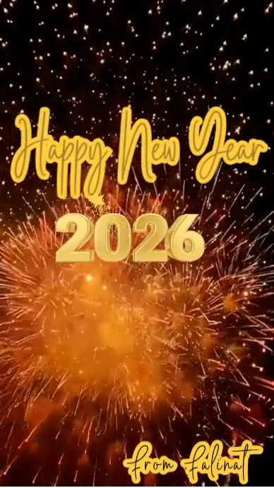 White Joyful Happy New Year 2026 Fireworks Video Template Social Media ...