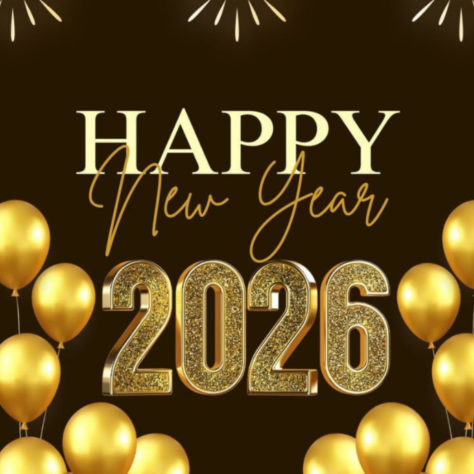 White Joyful Happy New Year 2026 Instagram Post Template | PosterMyWall