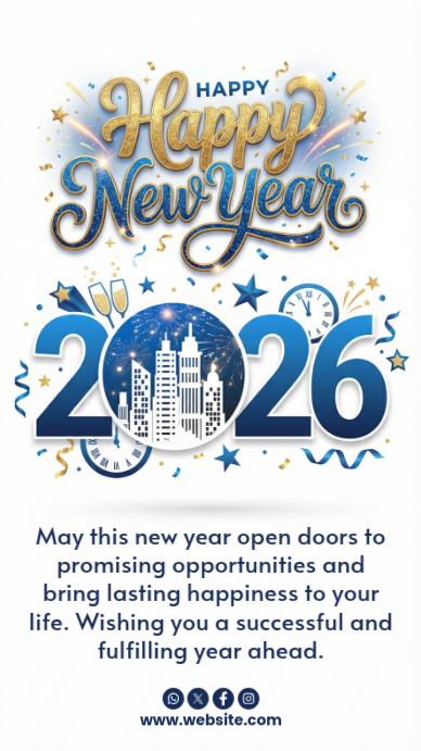 White Joyful Happy New Year 2026 Instagram Story Template | PosterMyWall