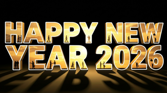 White Joyful Happy New Year 2026 Poster – Cinematic Gold Typography ...