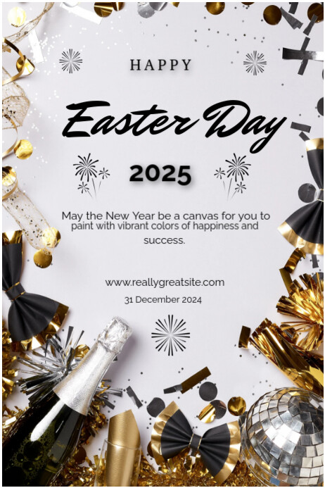 White Joyful Happy New Year Banner 4' × 6' Template | PosterMyWall