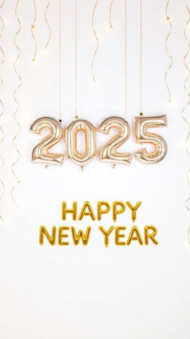 White Joyful Happy New Year Digital Display (9:16) Template | PosterMyWall