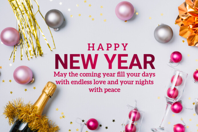 White Joyful Happy New Year Label Template | PosterMyWall