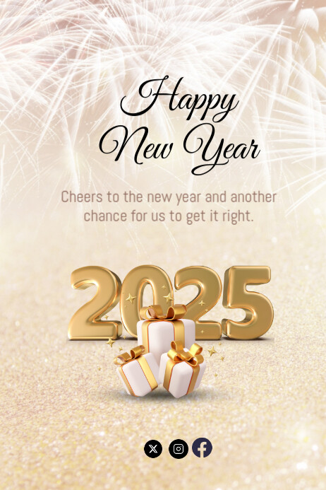 Copy of White Joyful Happy New Year Poster | PosterMyWall