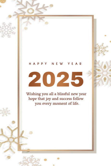White Joyful Happy New Year Poster Template | PosterMyWall