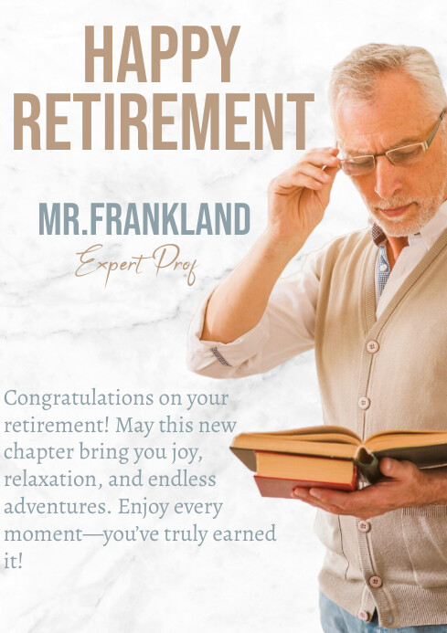 White Joyful Happy Retirement A4 Template | PosterMyWall